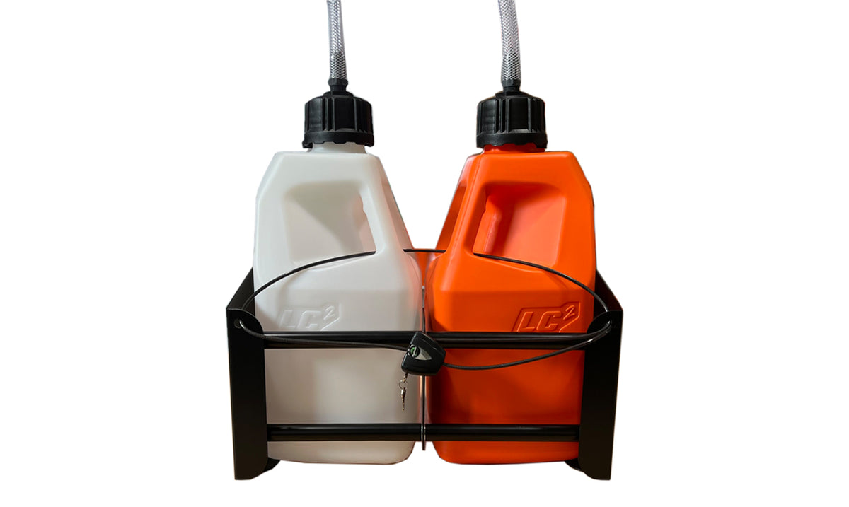 Dual Fuel Jug Rack Floor Mount with Optional Lock - Karting Axle Tool ...